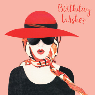 Happy Birthday Red Hat Lady Personalised 1920's Elegant Lady Art Deco